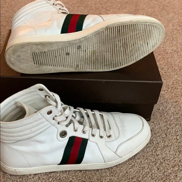 Gucci | Shoes | Authentic Mens High Top White Gucci Shoes Size 2 | Poshmark